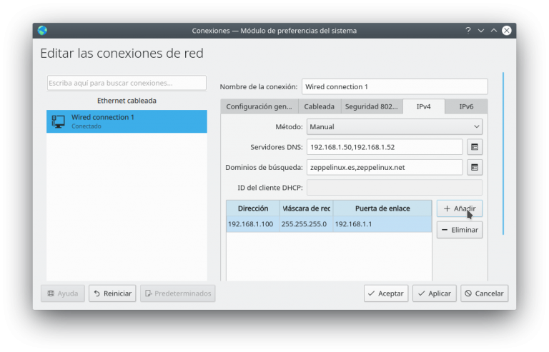 Configurar entorno de red con interfaz gráfica | ZeppelinuX