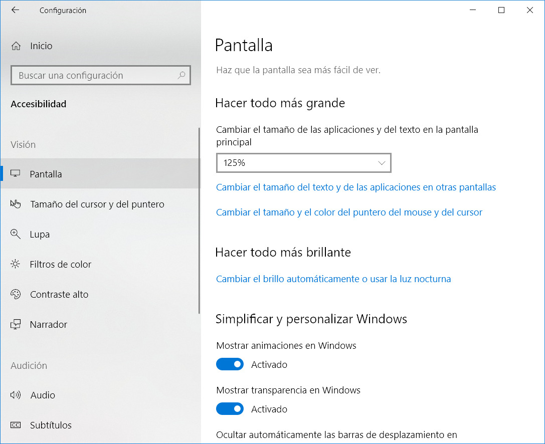 Mantener visibles las barras de desplazamiento en Windows
